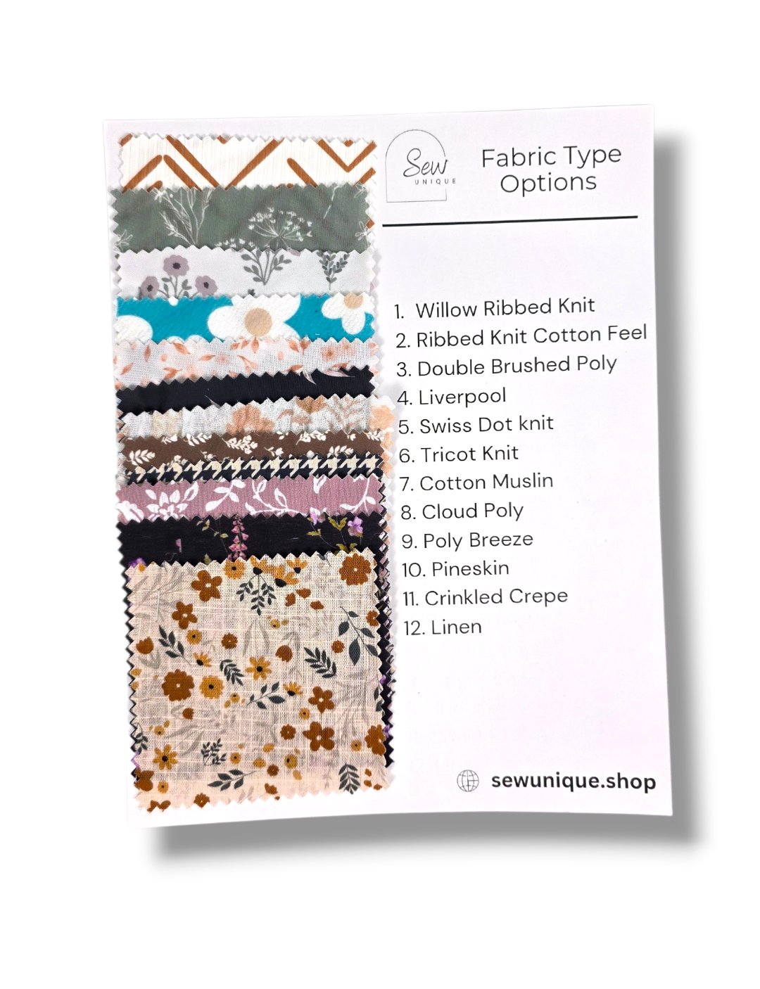 Fabric Type Sample Sheet – Sew Unique